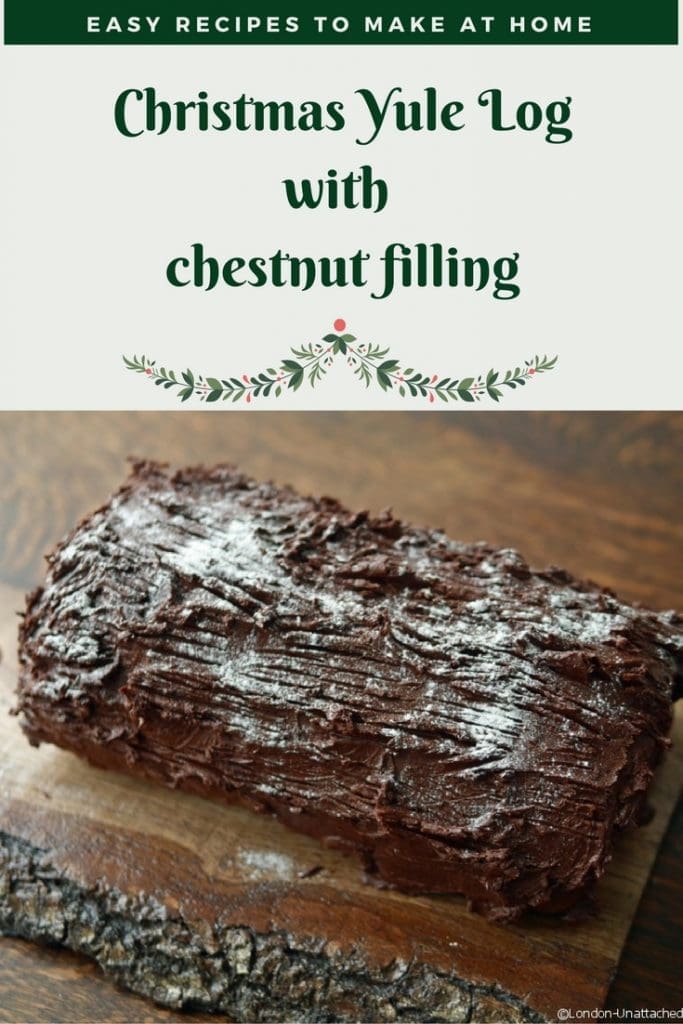 Christmas Yule Log recipe - Devils Food Cake Chestnut Chocolate Yule